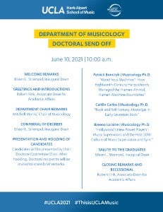 Musicology Doctoral Send Off Program - The UCLA Herb Alpert School of Music
